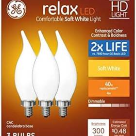 42232 GE Relax Led Candelabra Bulbs Eq Dimmable